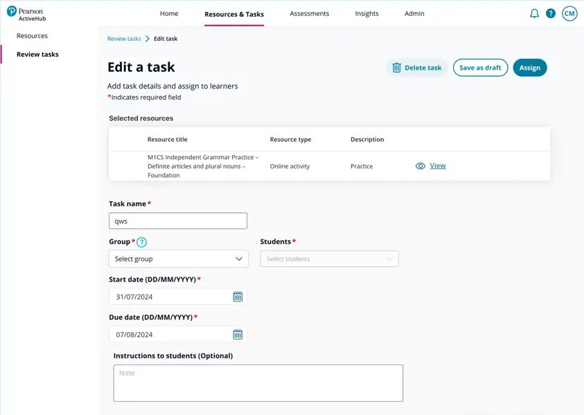 Resources & Tasks