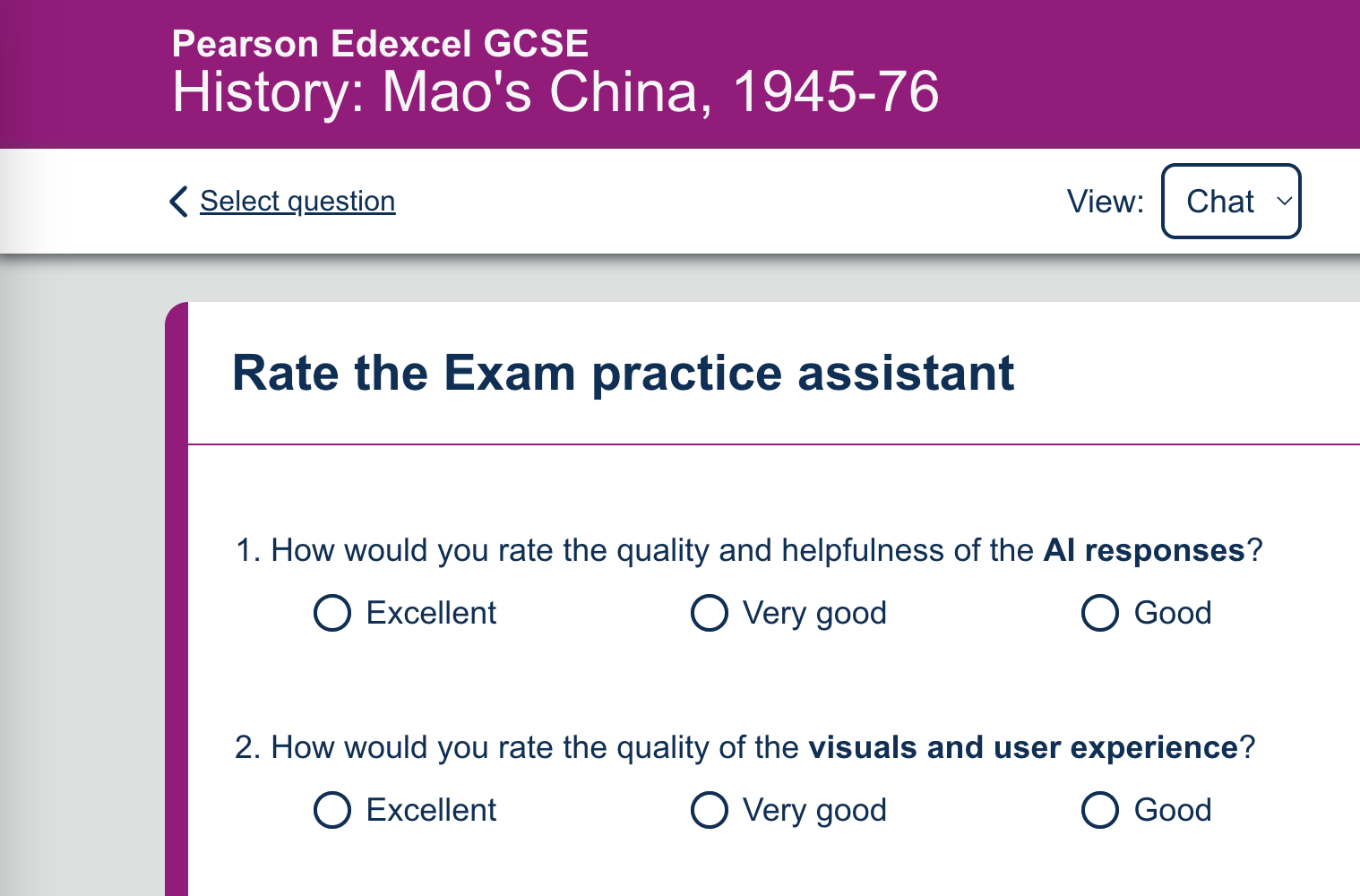 A screen-grab of the feedback function within the Exam Practice ...