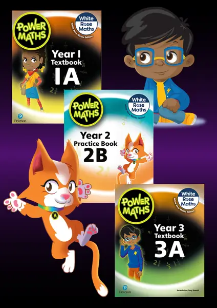 Image of Sparks the cat and Ash with Power Maths textbooks and practice ...
