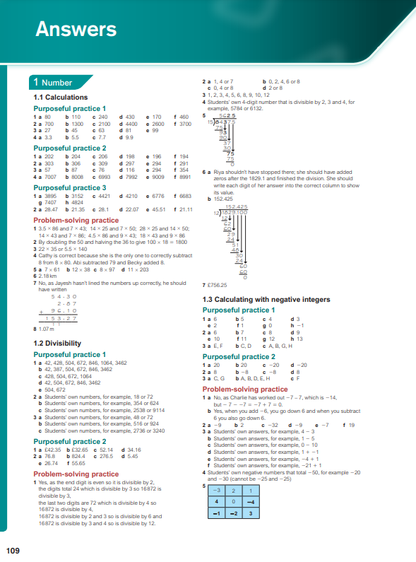 Samples of Maths Progress for KS3